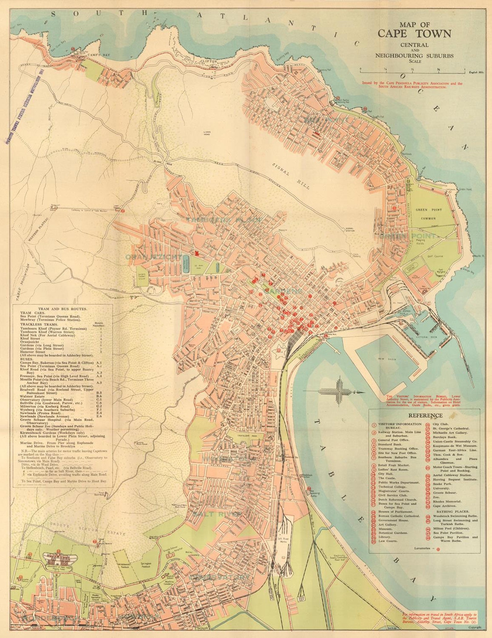 Cape Town Map Print: 1935 Antique City Plan Reproduction - Etsy