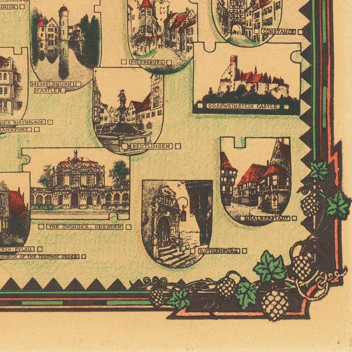 1935 Pictorial Map of Germany: Fine Art Print, Oversize Reproduction - Etsy