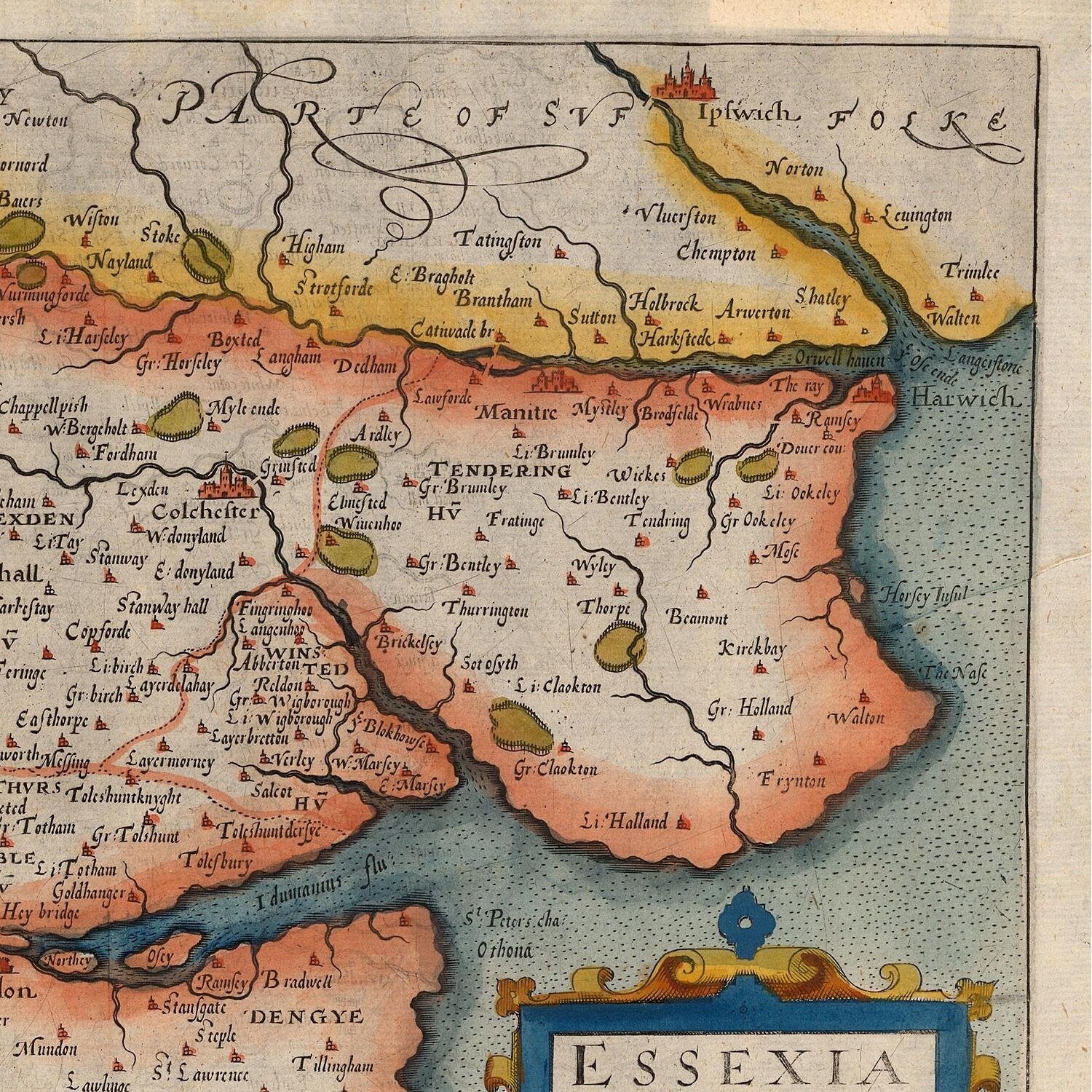 Old map of Essex Essexia 1637 very rare ancient map | Etsy