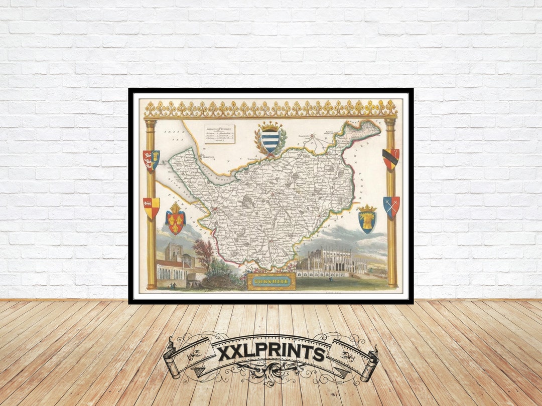 Antique Cheshire Map Print: 1840s United Kingdom County - Etsy