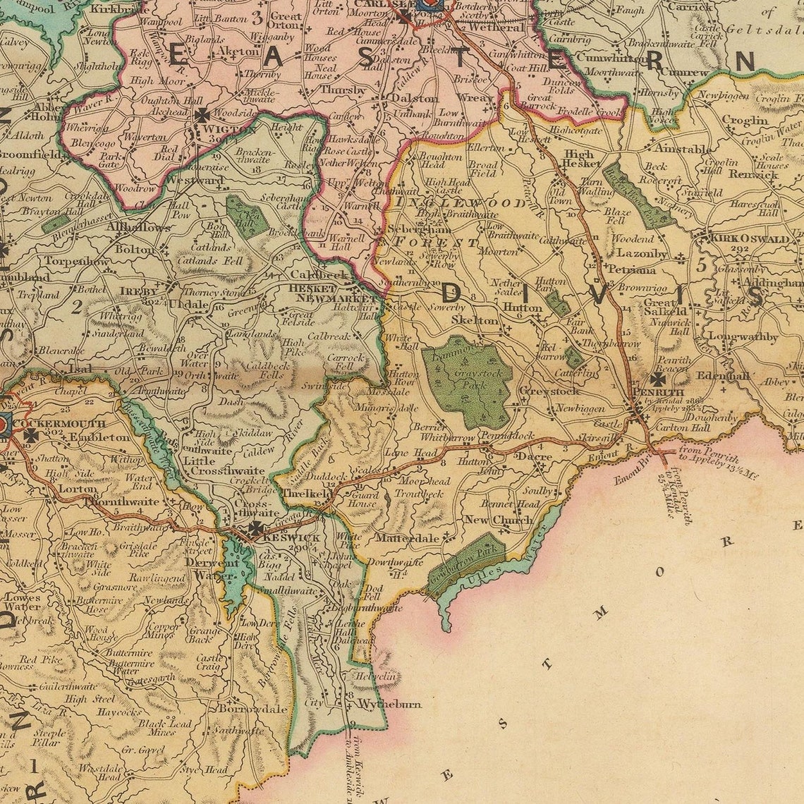 Old Map of Cumberland 1830 Antique Map United Kingdom's - Etsy