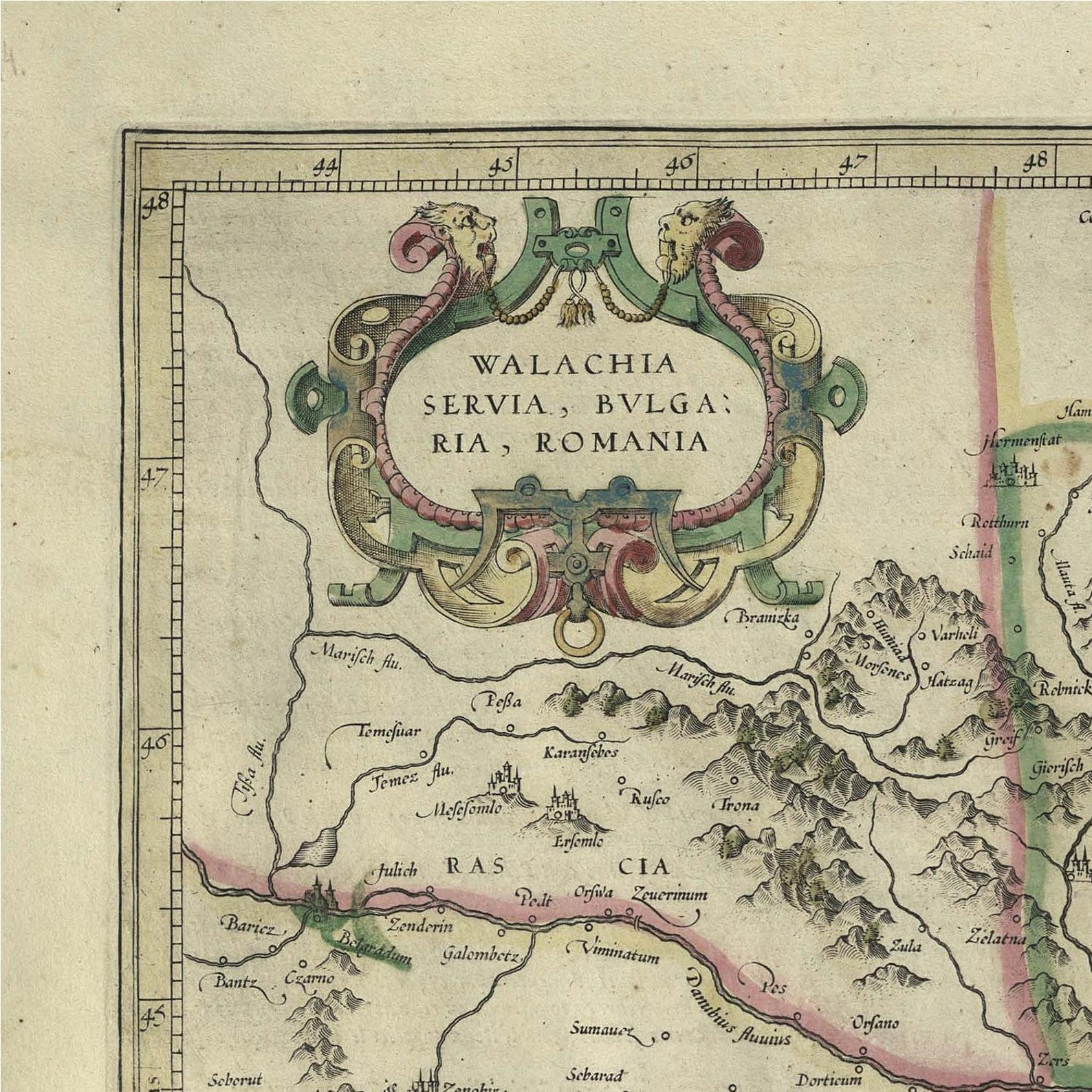 Impresión de mapa antiguo: Valaquia, Serbia, Rumania, siglo XVIII ...
