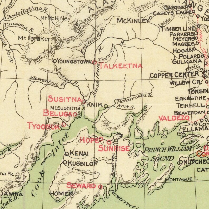 Old Map of Alaska Gold Fields Map 1910 Rare Fine - Etsy