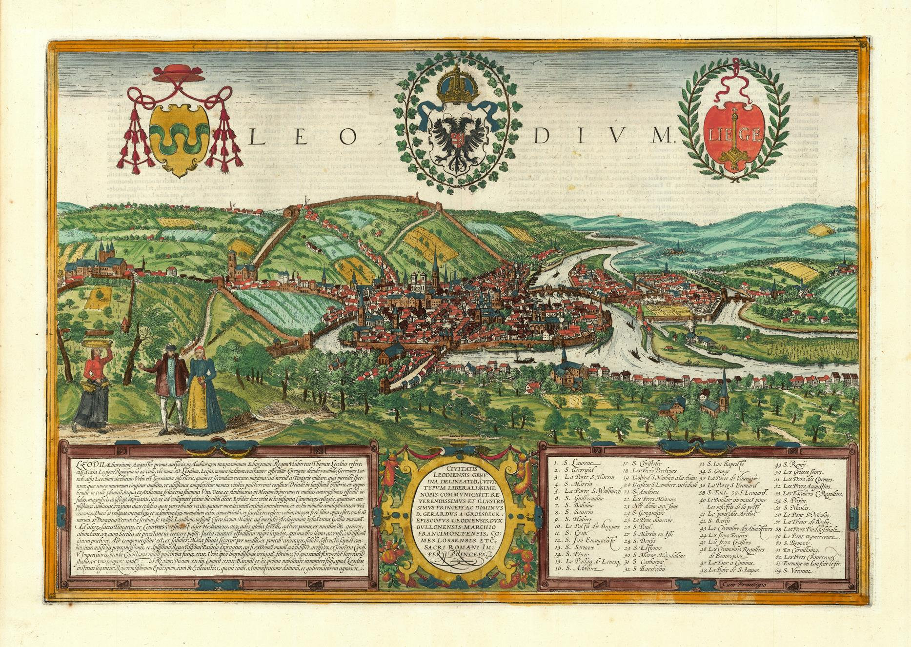 Ancient Map of Liege 1572 Very Rare Bird's Eye View - Etsy