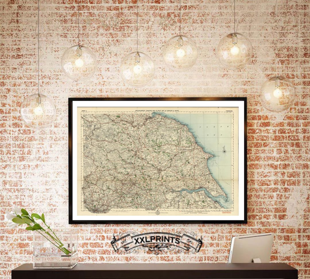 Yorkshire Map Print: 1919 Antique Decor, Oversize Fine Art - Etsy