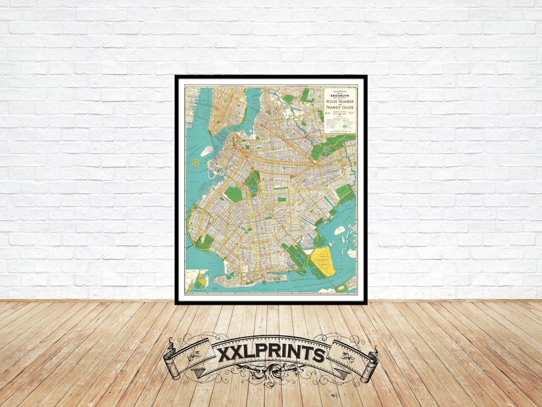 1950 Brooklyn Map Print: Vintage New York Fine Art Reproduction - Etsy