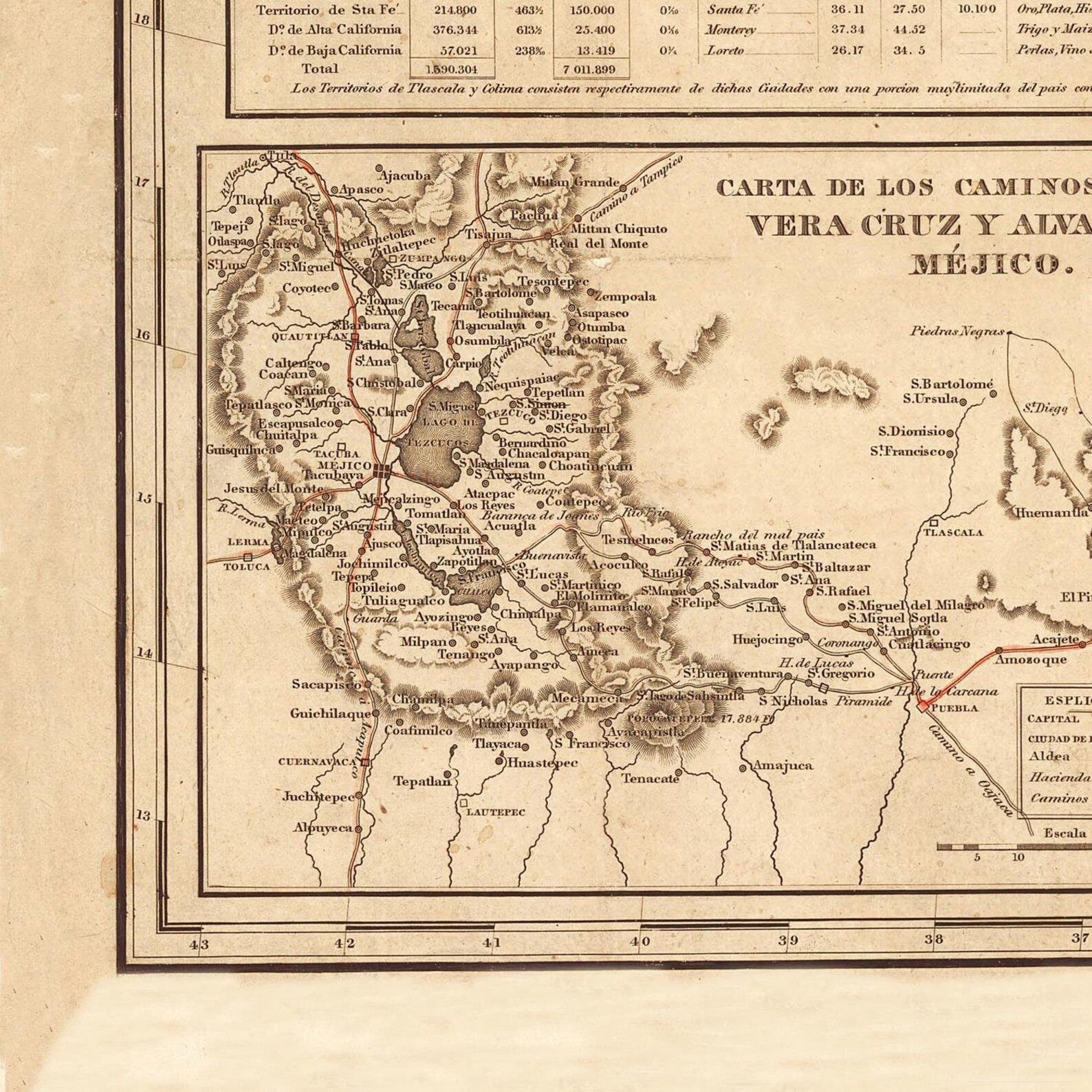 Antique Map of Mexico 1847: Fine Art Canvas Print - Etsy