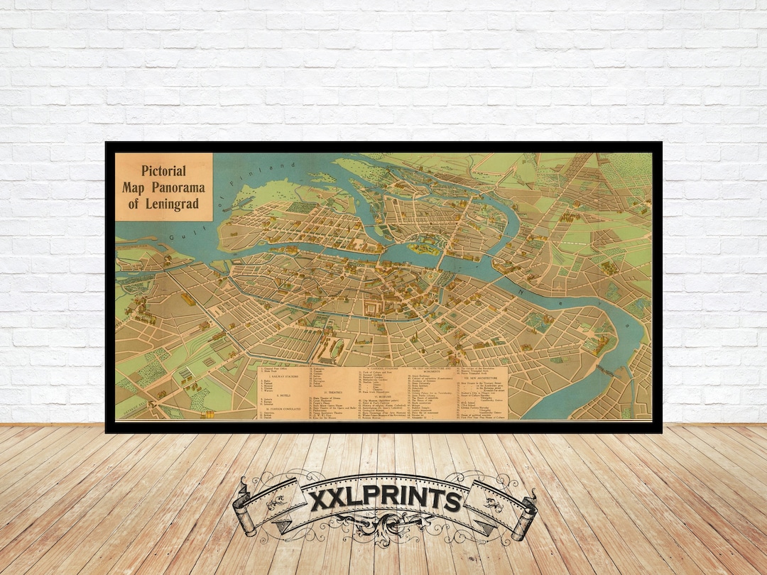 Leningrad Panorama Map Print: 1965 Vintage Pictorial Art - Etsy