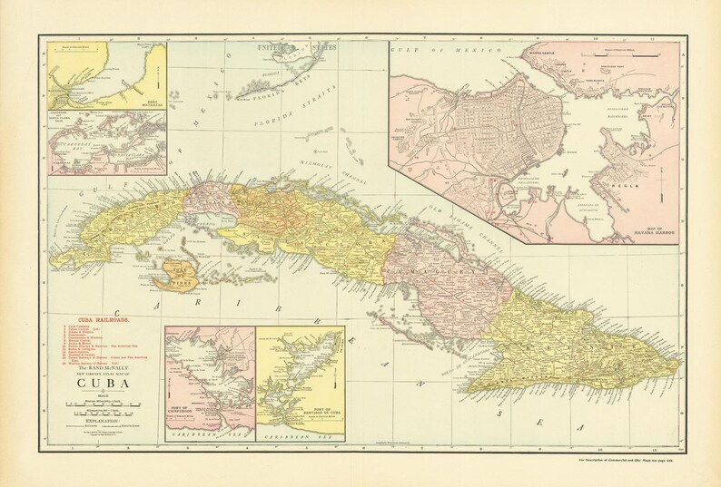 Antique Cuba Map Print: 1910 Fine Art Reproduction - Etsy