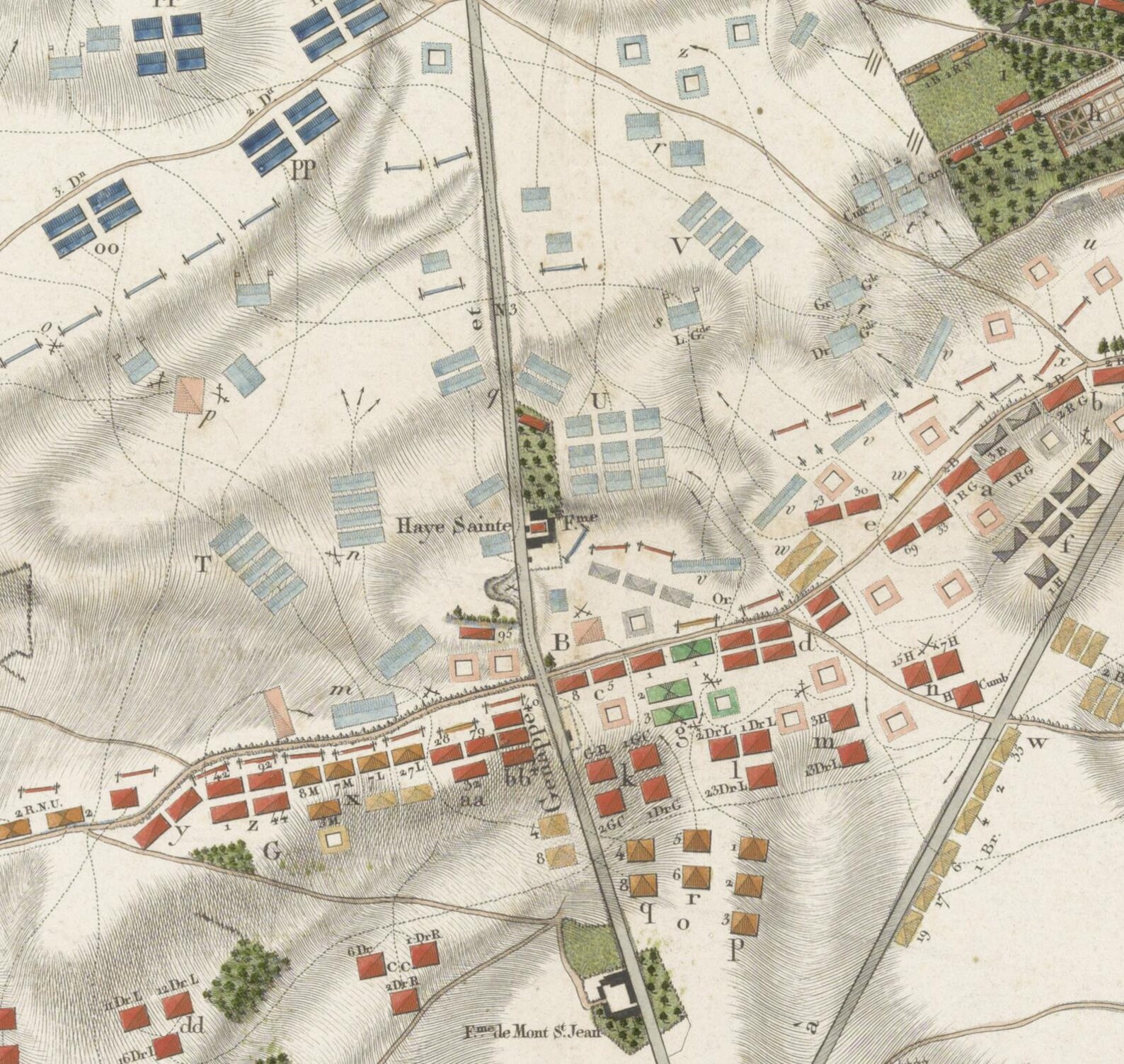 Battle of Waterloo Map Print: 1815 Antique Reproduction, Oversize Fine ...