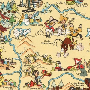 1935 Montana Cartoon Map: Fine Art Giclee Print - Etsy