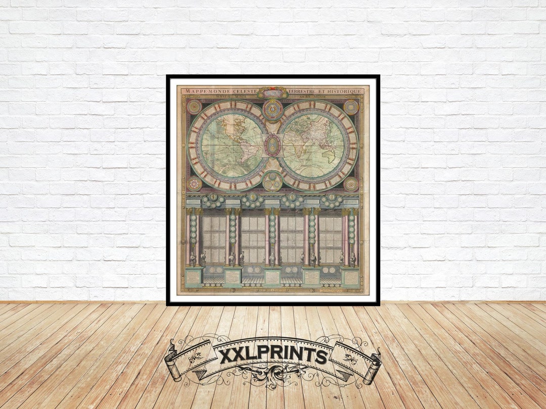 Old Map of the World, 1787, Rare Map, Fine Reproduction, Large Map ...