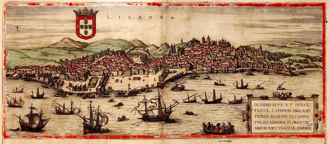 Lisbon Portugal Map Print: 1600s Antique Fine Art Reproduction - Etsy