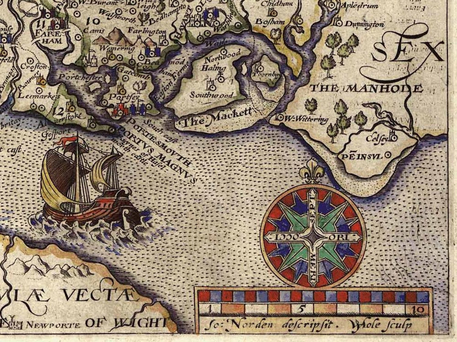 Antique Map of Hampshire England 1610 Old Map Fine - Etsy