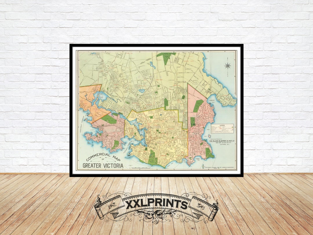 Greater Victoria Map Print: 1921 British Columbia City Plan - Etsy