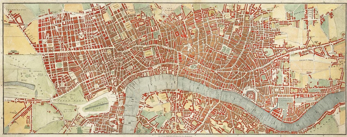 Old Map of London 1805 City Plan Rare Fine Reproduction - Etsy
