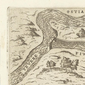 Ancient Map of Ostia, 1602, Old View, Very Rare, Fine Reproduction ...