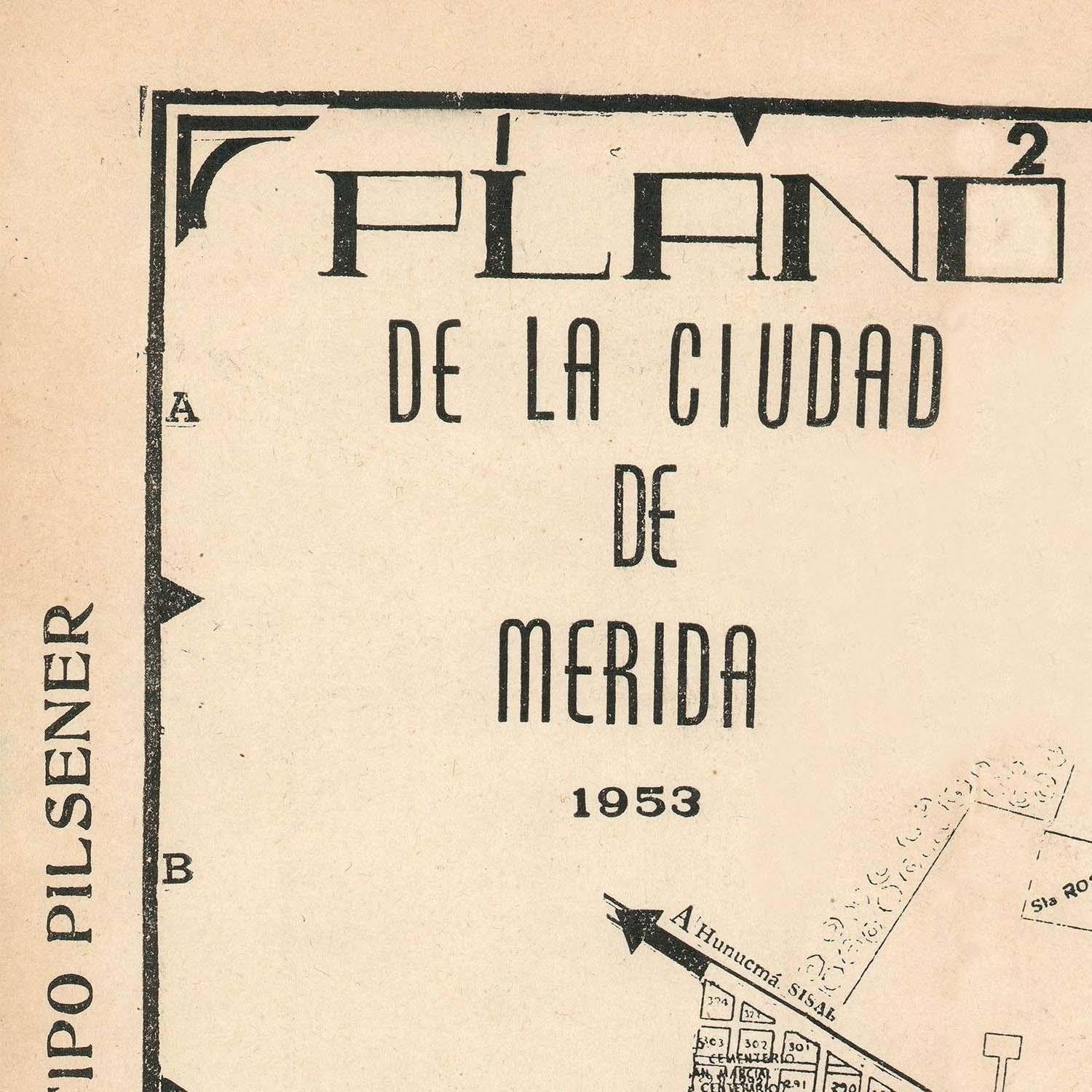 Old Map of Merida Yucatan Mexico 1953 City Plan Fine - Etsy