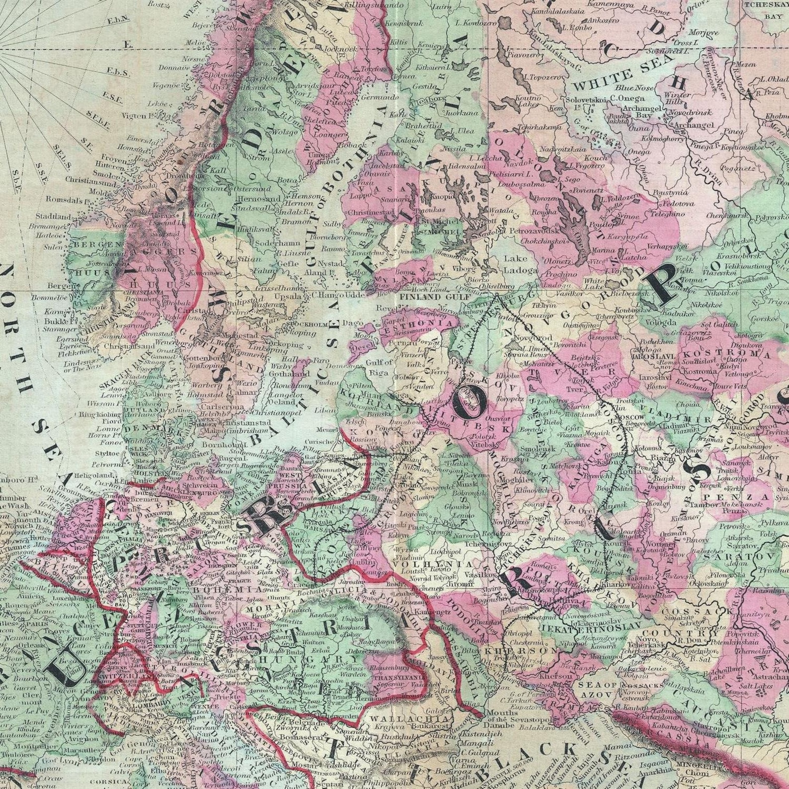 1863 Antique Map of Europe: Fine Art Giclée Print - Etsy