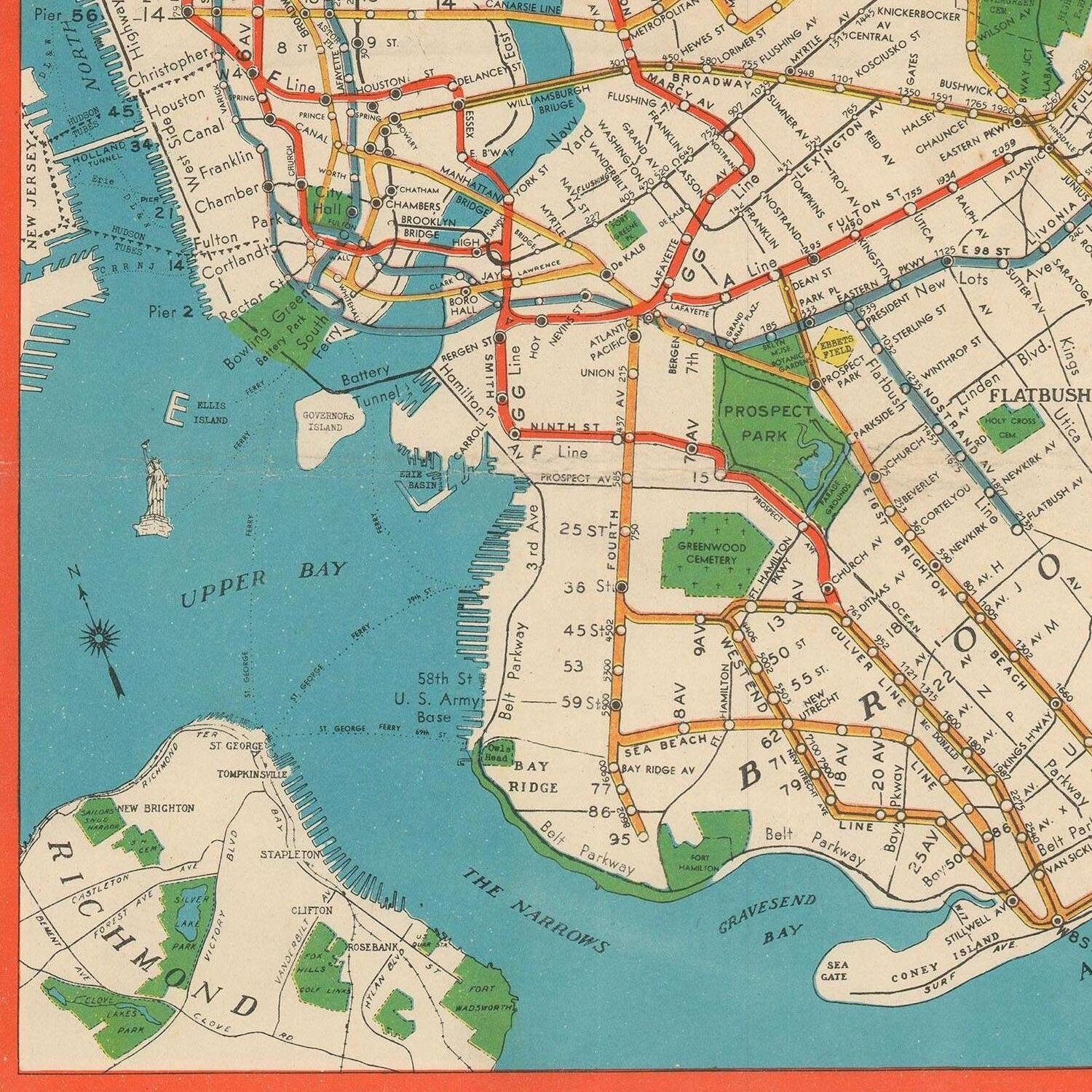 Old Subway Map of New York City 1945 Antique Fine - Etsy