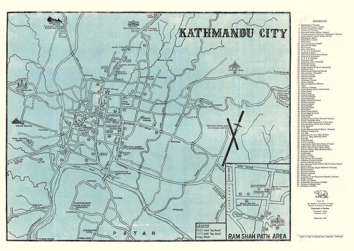 Kathmandu Nepal Map Print: 19th Century City Plan, Antique Decor - Etsy