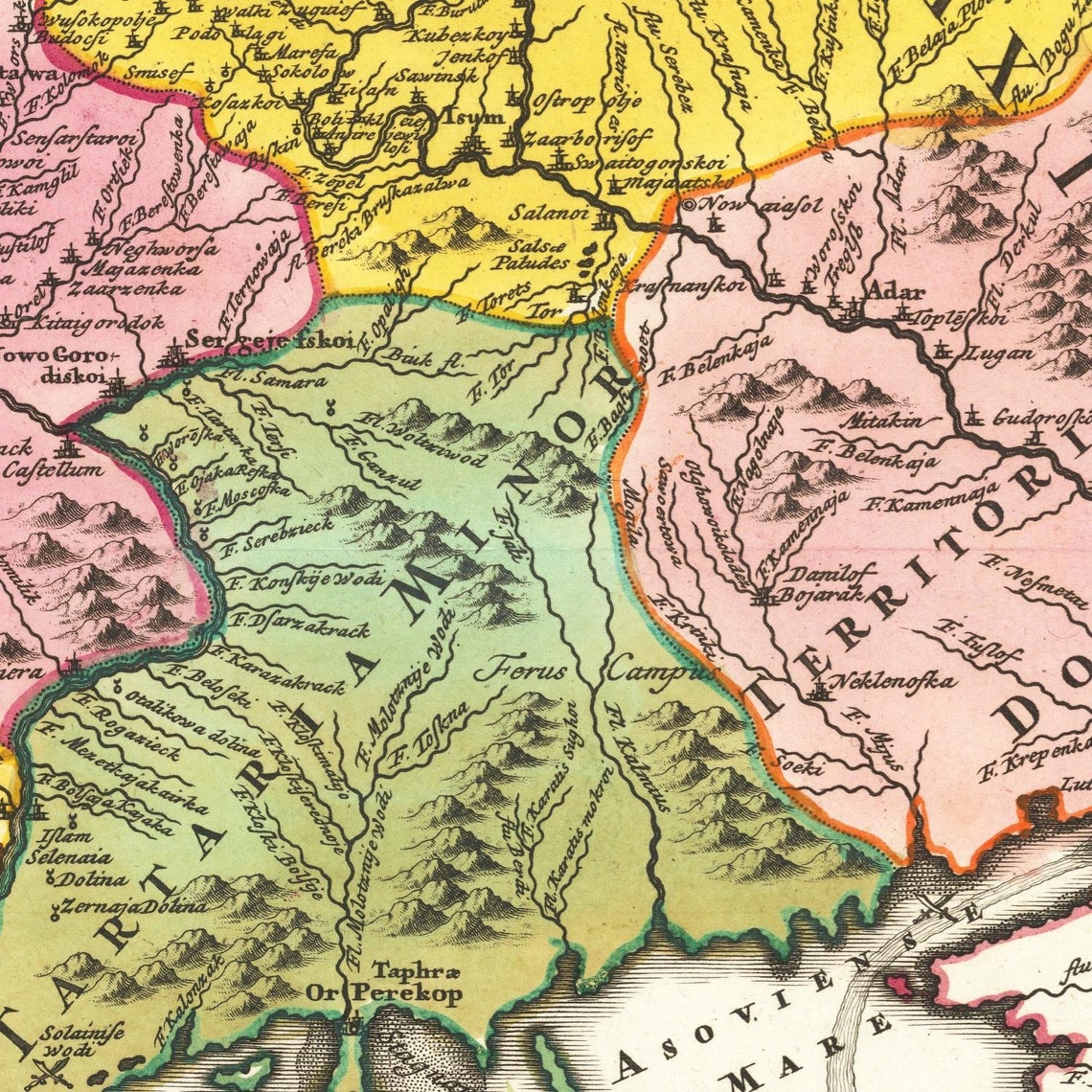 Old Map of Pontus Euxinus Black Sea 1720 Rare Map Antique | Etsy