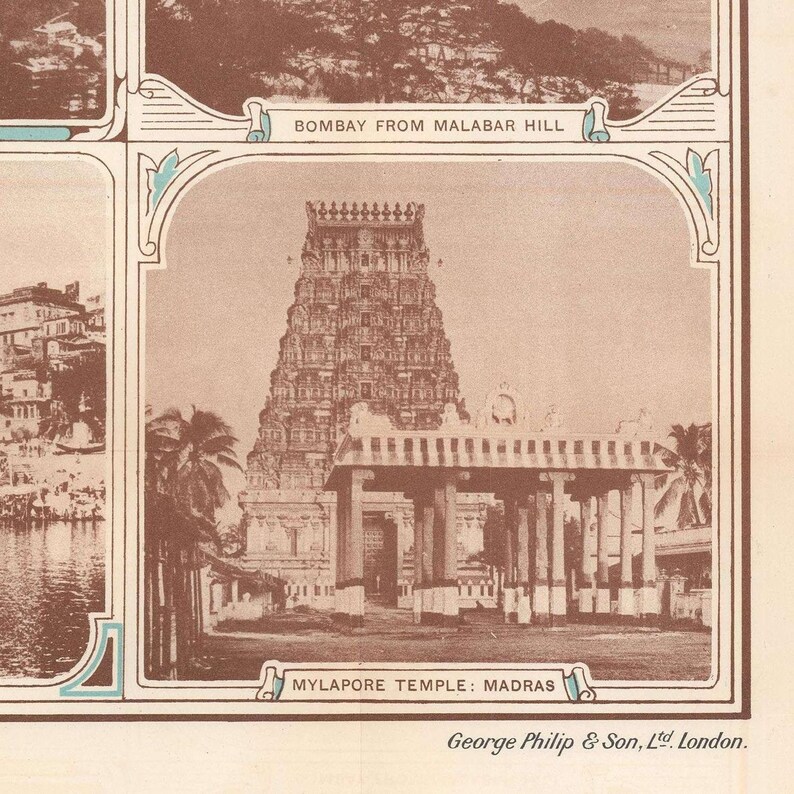 1930s India Tourist Map: Vintage Fine Art Print - Etsy