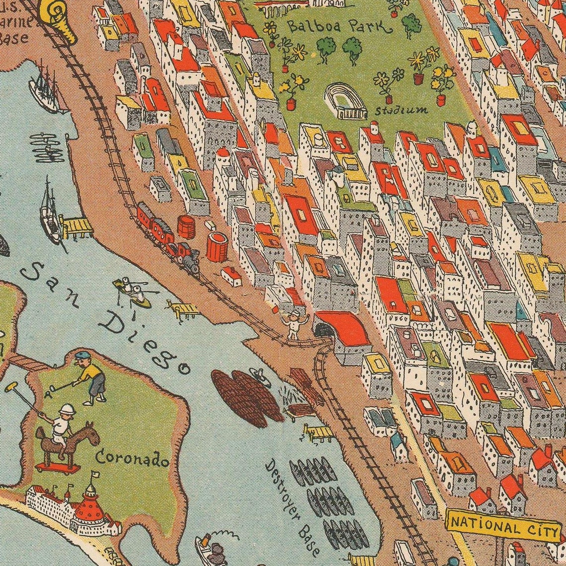 Old Map of San Diego Califoria 1928 Illustrated Map Fine | Etsy