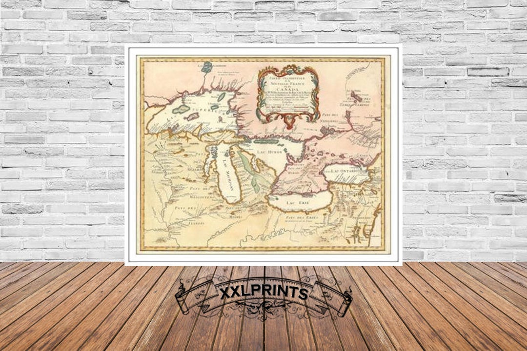 Antique Map of Map of the Great Lakes, 1755, Rare Map, Fine ...