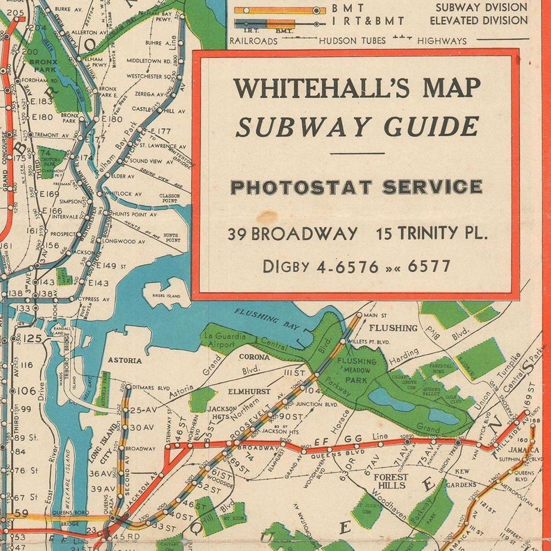 Old Subway Map of New York City 1945 Antique Fine - Etsy