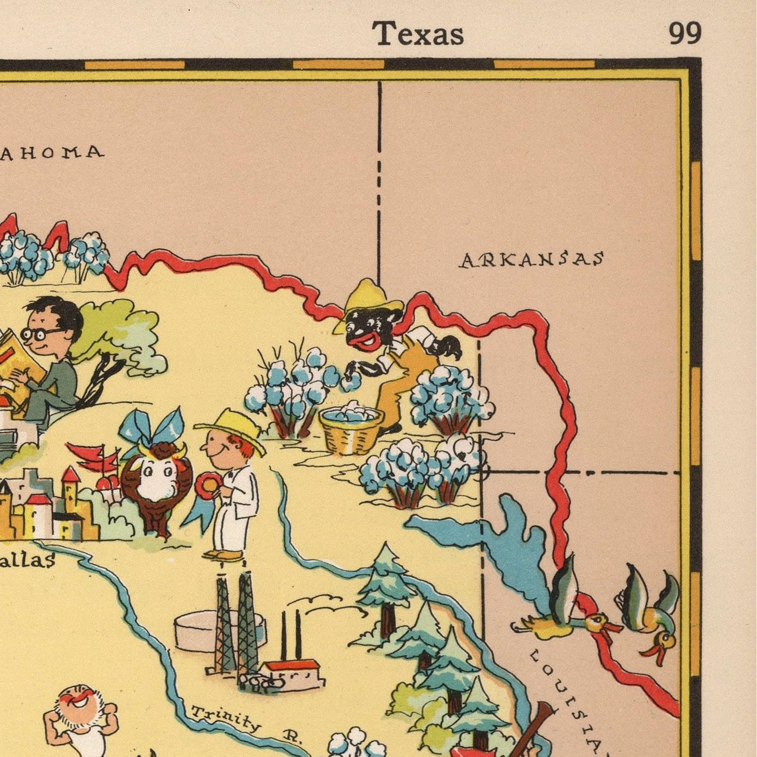 1935 Cartoon Map of Texas Pictorial Map Fine Reproduction - Etsy