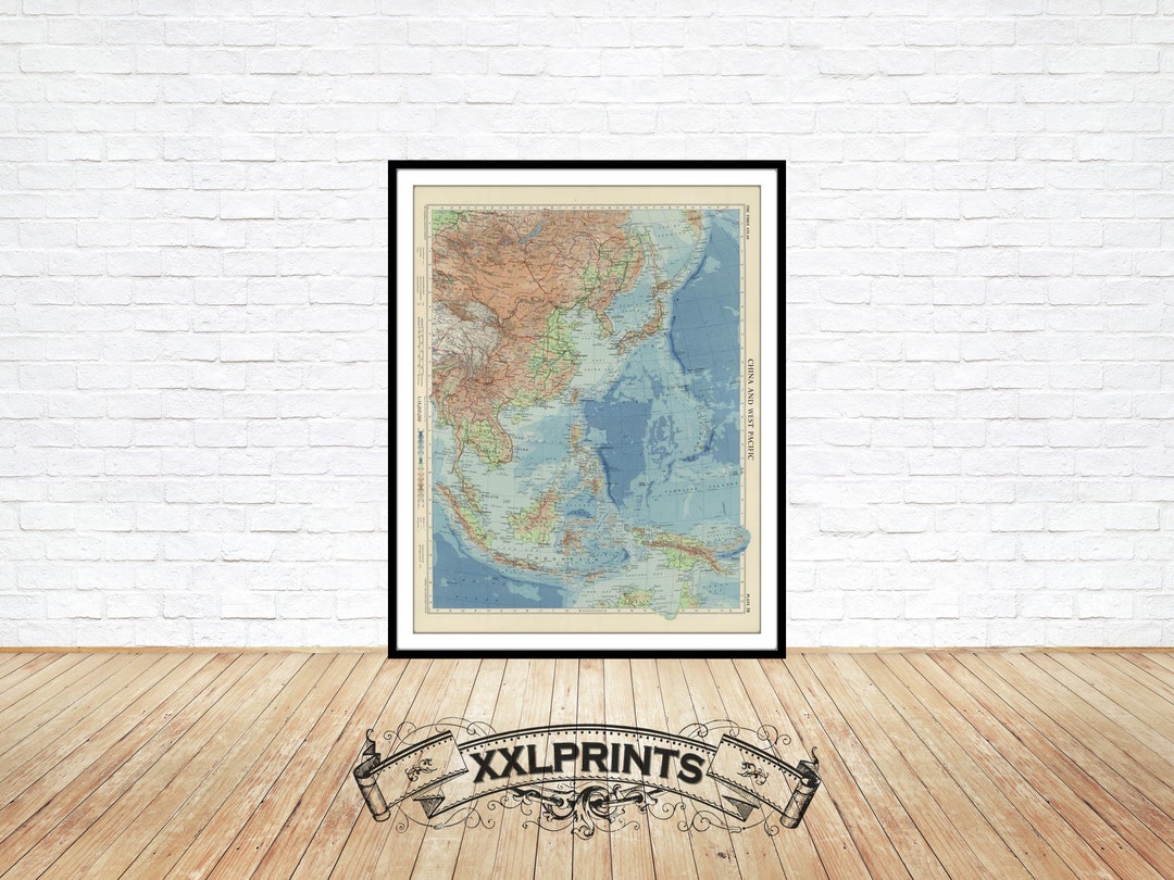 China & West Pacific Map Print: 1959 Vintage Fine Art Reproduction - Etsy