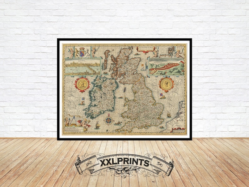 Old Map of Kingdom of Great Britain and Ireland, 1610, Extremely Rare ...
