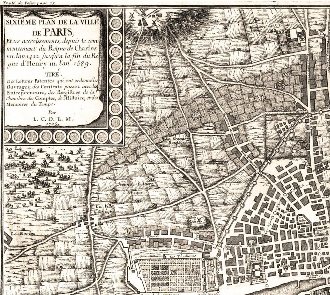 Ancient Rare Map of Paris at 1422 Very Rare Map Antique - Etsy