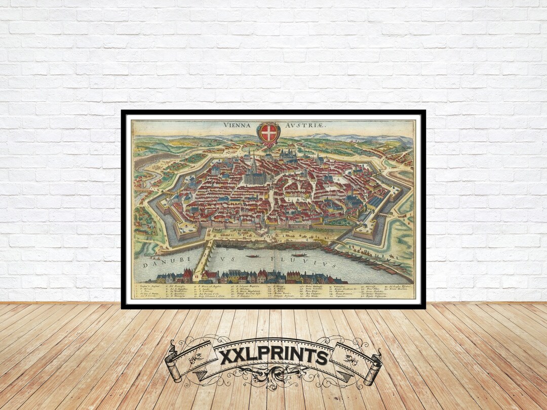 Vienna Austria Map Print: 1640 Ancient Perspective, Fine Art ...