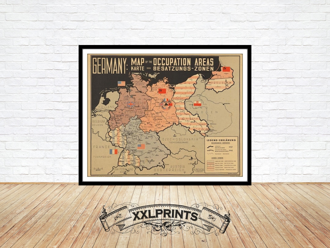 1945 Germany Occupation Areas Map: Antique Fine Art Print - Etsy