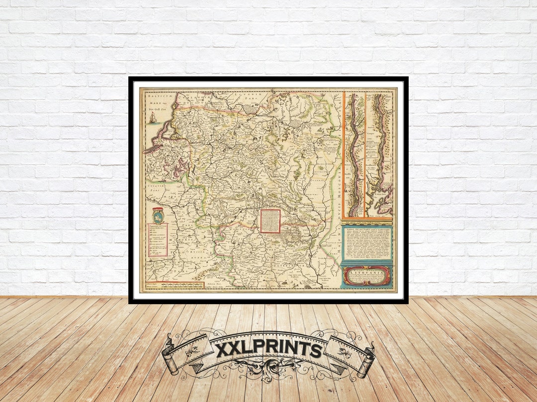 Lithuania Map Print: 1645 Ancient Fine Art Reproduction - Etsy