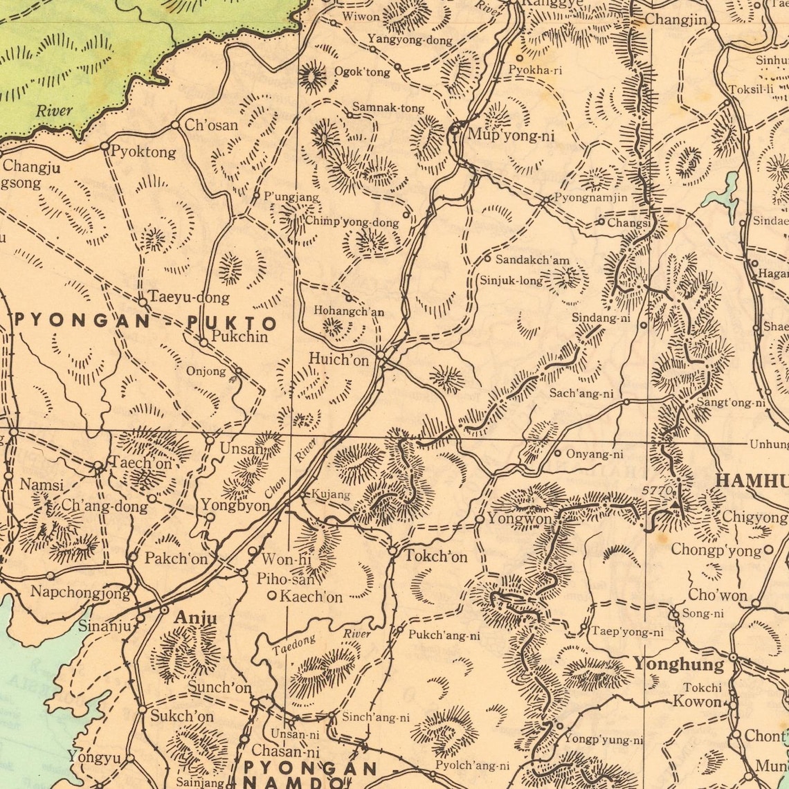 Old map of Korea 1950 fine reproduction large map fine art | Etsy