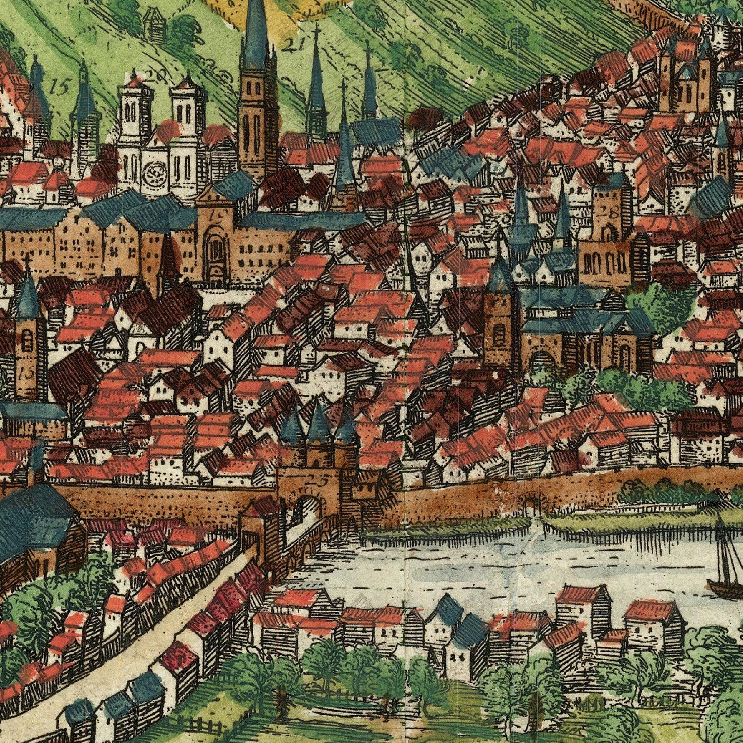 Ancient Map of Liege 1572 Very Rare Bird's Eye View - Etsy