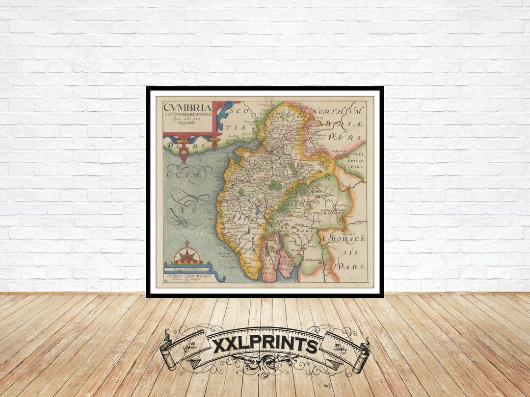 Cumberland Map Print: 1637 Ancient United Kingdom County Reproduction ...