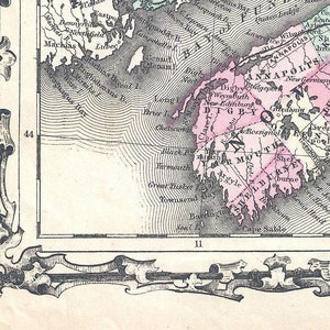 Antique Canada Map: 1862 New Brunswick, Nova Scotia, Newfoundland Art ...