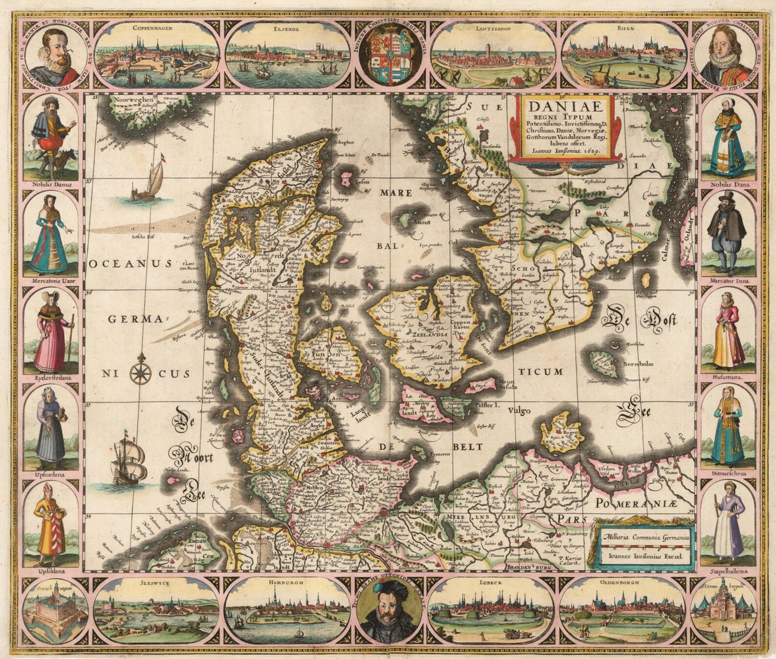 Ancient Map of Denmark 1629 Very Rare Map Fine - Etsy