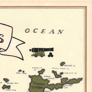 Old Map of Virgin Islands, 1968, Pictorial Map, Fine Reproduction ...