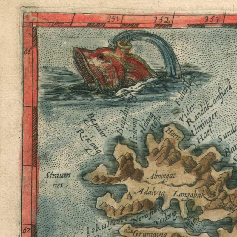 Ancient Map of Iceland 1648 Rare Map Antique Fine - Etsy