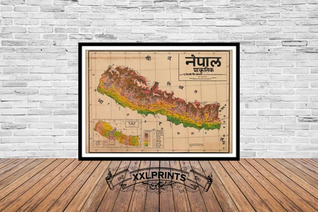 Nepal Map Print: 19th Century Fine Art Reproduction - Etsy