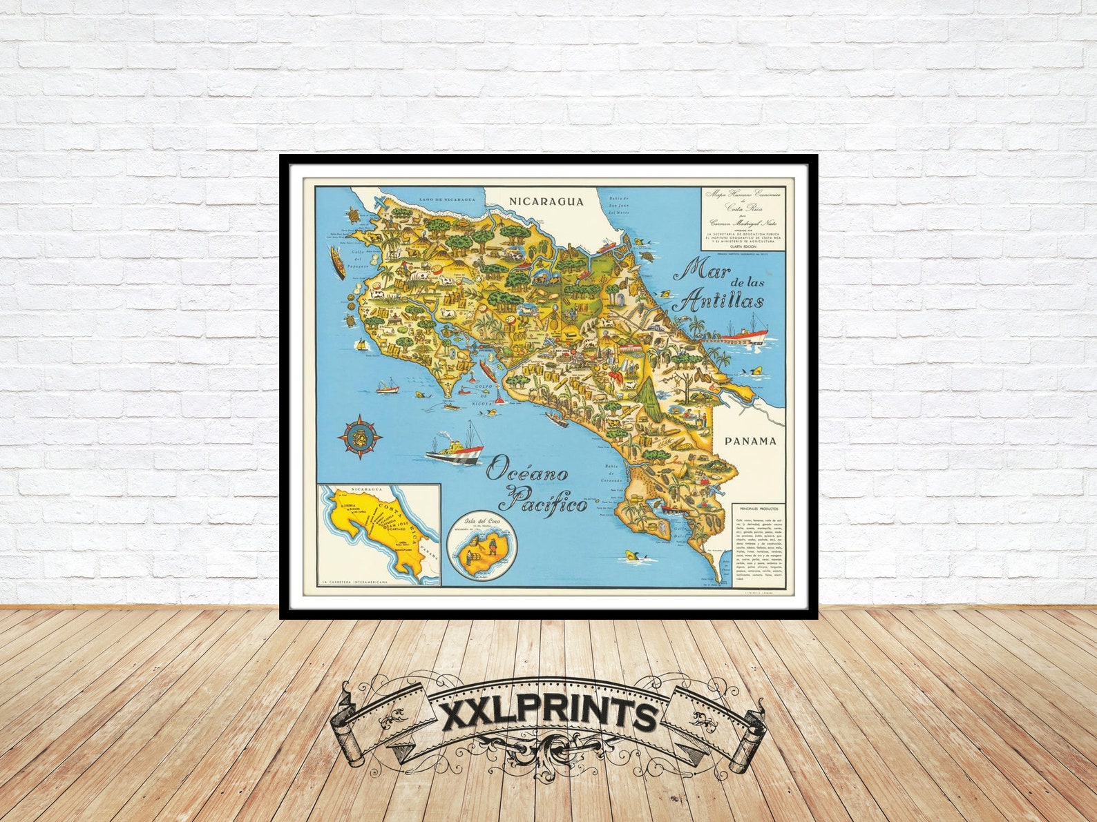 Old Pictorial Map of Costa Rica 1950 Fine Reproduction - Etsy