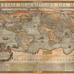 Ancient Map of the World, 1601, Extremely Rare, Beautiful Map, Fine ...