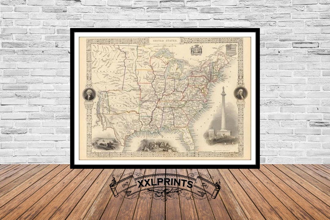 1851 Antique United States Map: Fine Art Giclée Print - Etsy UK