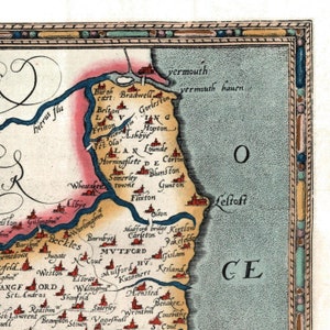 Suffolk Map Print: 1575 Ancient United Kingdom County Reproduction - Etsy