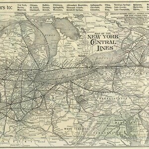 New York Central Railroad Map Print: 1918 Central Line, Fine Art ...